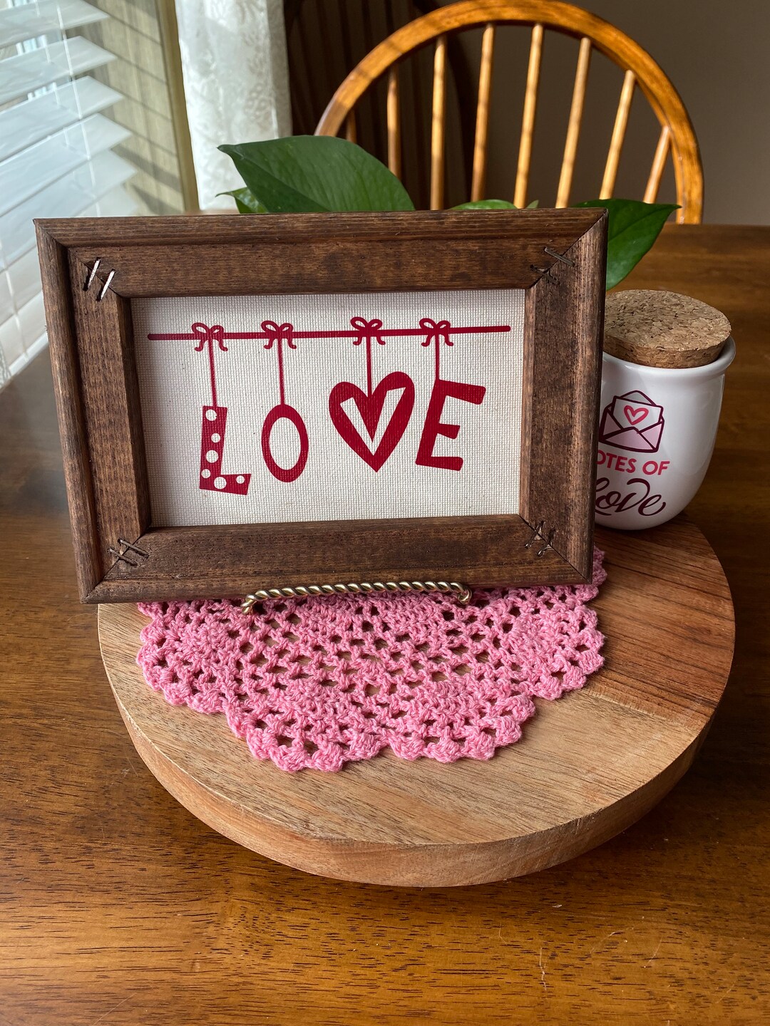Valentines Reverse Canvas Sign, Red love on a Wire, Tiered Tray Decor ...