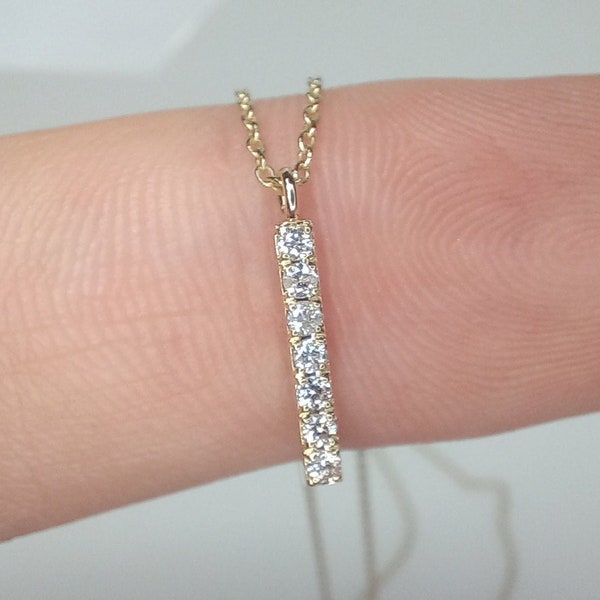 Diamond Vertical Bar Pendant - Etsy