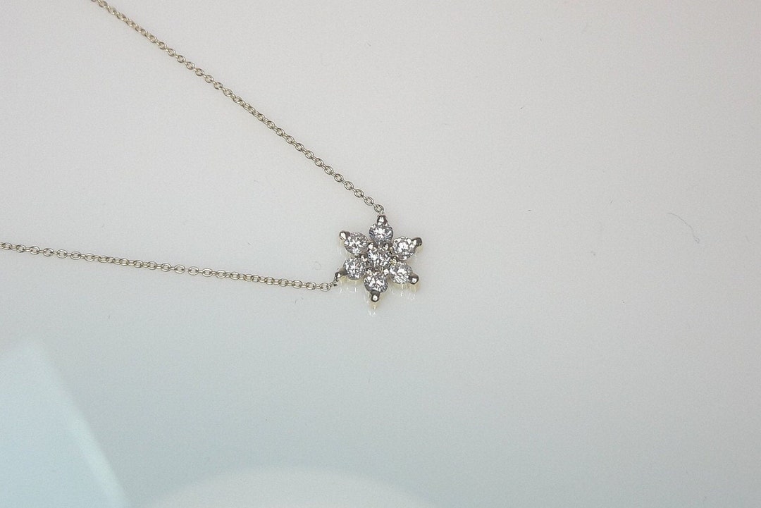 Flower Diamond Necklace, Cluster Diamond Necklace, Floral Diamond ...