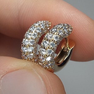 Thick Pave Diamond Hoops, Half Eternity 1.00ct Diamond Dome Huggies ...