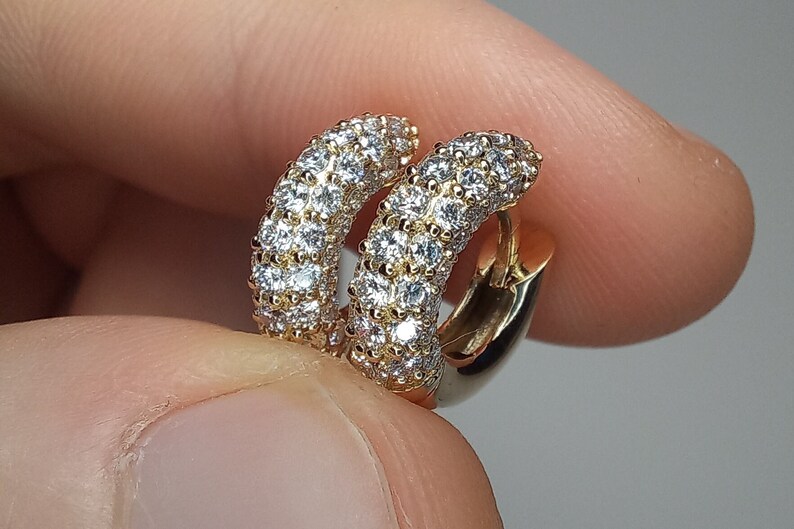 Thick Pave Diamond Hoops Half Eternity 0.80ct Diamond Dome - Etsy