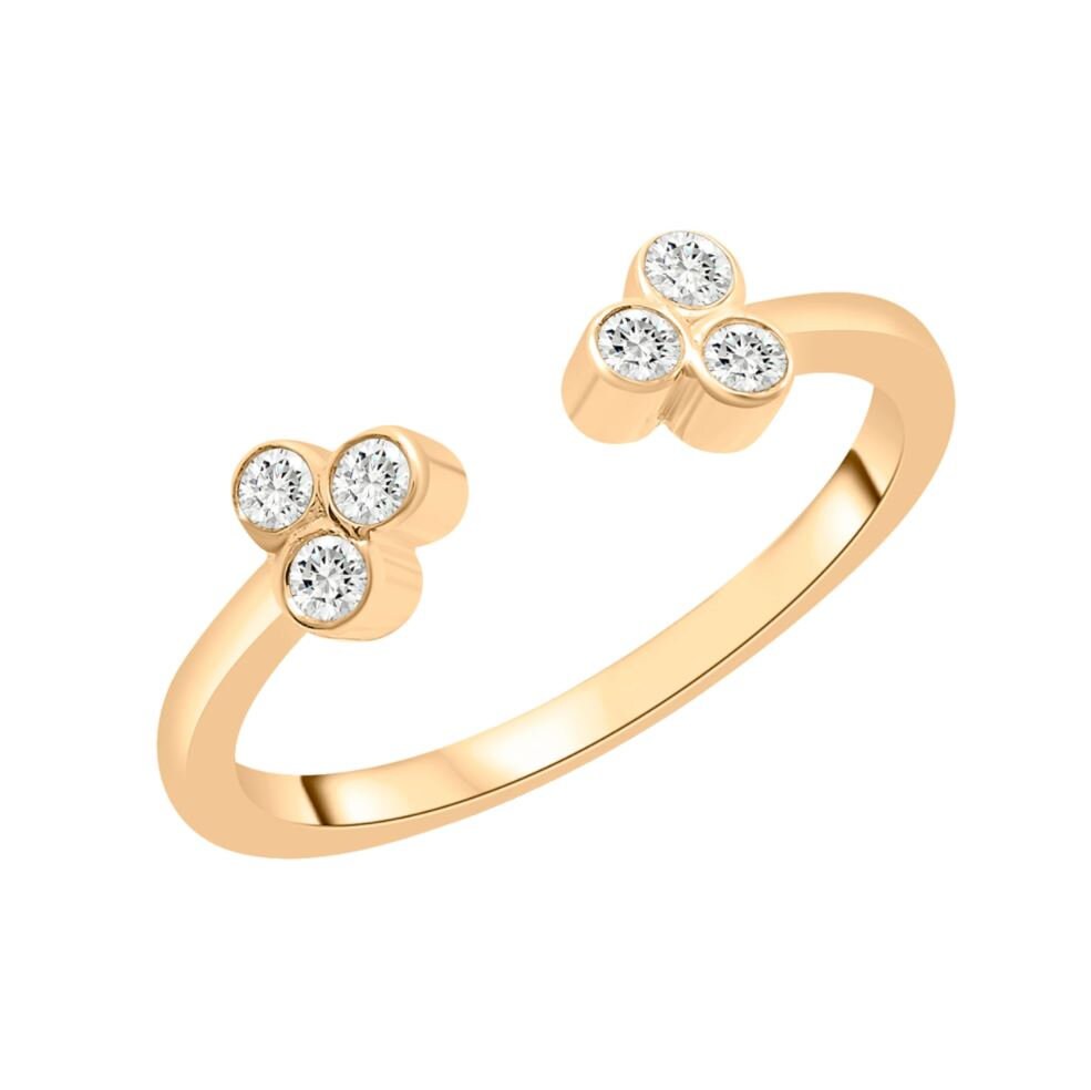 Trio Open Diamond Ring Open Cuff Diamond Ring 14K Solid Gold | Etsy