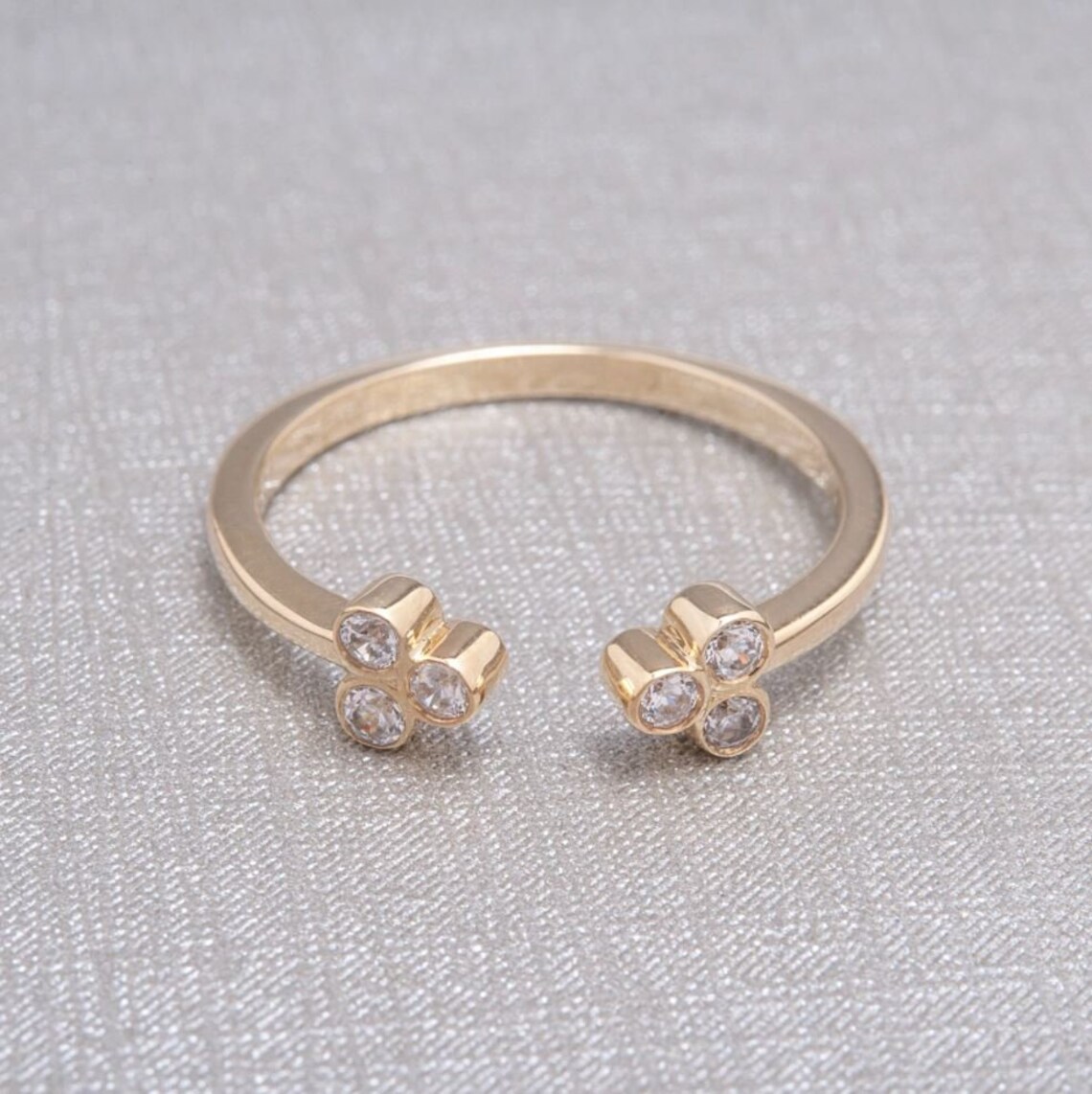 Trio Open Diamond Ring Open Cuff Diamond Ring 14K Solid Gold | Etsy