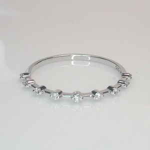 14K Floating Diamond Ring Petite Distance Diamond Band Thin | Etsy