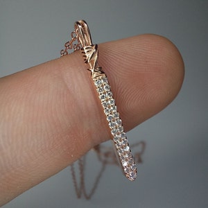Vertical Diamond Necklace, Pave Bar Diamond Charm, 14K-18K Diamond ...