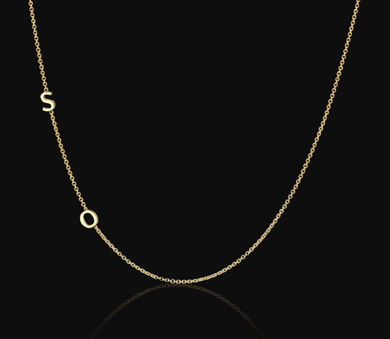 14K Gold Asymmetrical Multi Initial Necklace İnitial Pendant - Etsy