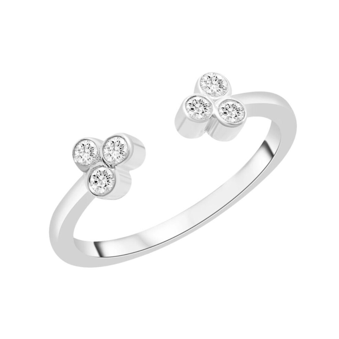 Trio Open Diamond Ring Open Cuff Diamond Ring 14K Solid Gold | Etsy