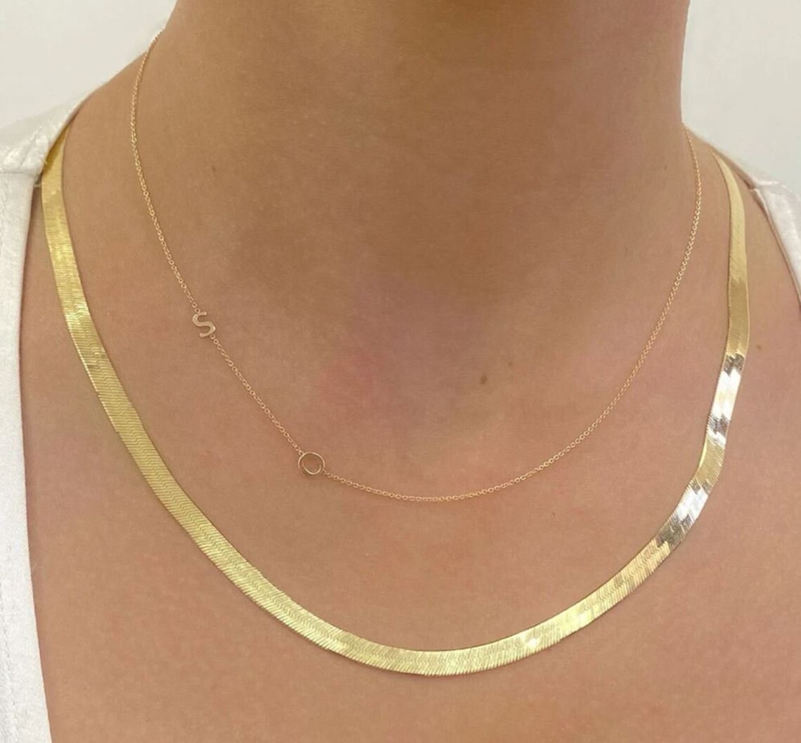 14K Gold Asymmetrical Multi Initial Necklace İnitial Pendant - Etsy