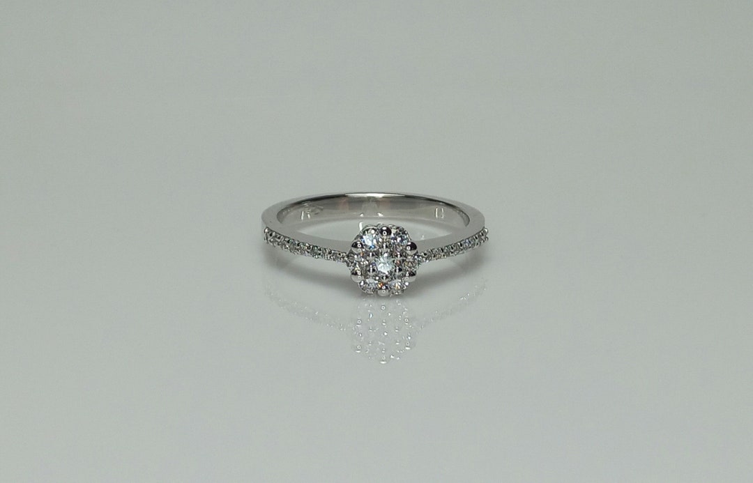 Cluster Diamond Ring, Pave Diamond Flower Ring, 14k-18k Coronet Diamond ...