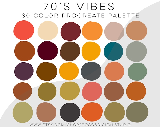 Retro Color Palette Procreate, 70s Colour Palette, Procreate Swatches ...