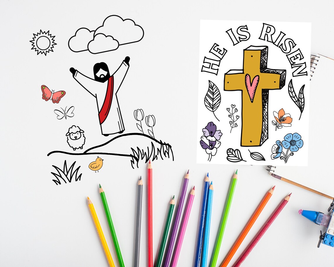 Easter Coloring Pages Set of 5 Printable Easter Activity, Christian ...
