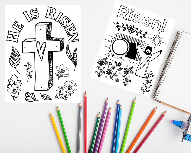 Easter Coloring Pages | Set of 5 Printable | Easter Activity, Christian ...