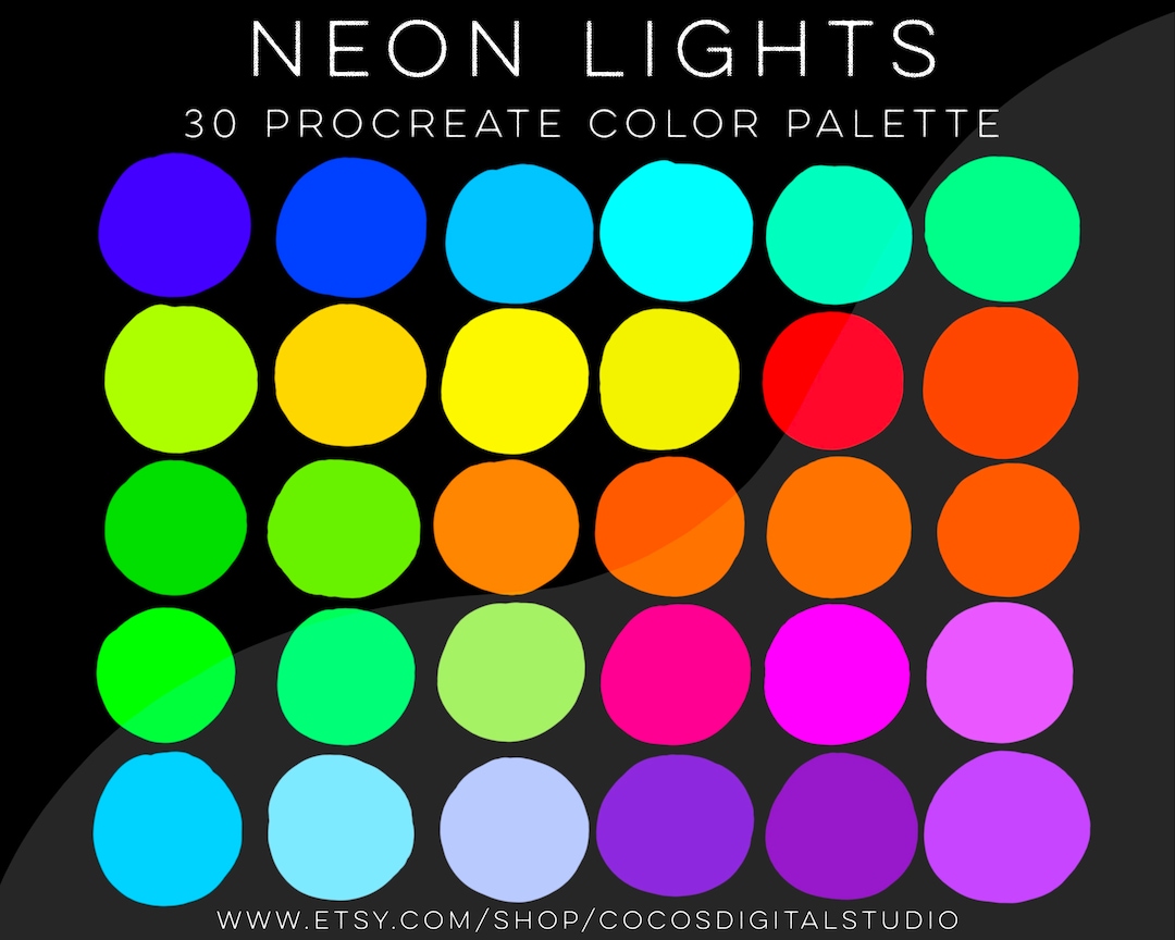 Neon Lights - Procreate Color Palette - Bright Neon Color Swatches ...
