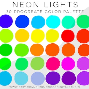 Neon Lights Procreate Color Palette Bright Neon Color Swatches Digital ...