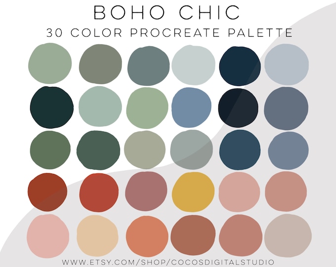 Modern Boho - Boho Procreate Color Palette - Cool Tones Palette - Light ...