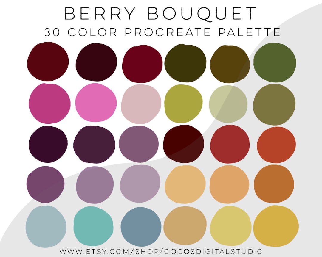 Berry Bouquet Procreate Color Palette Swatches Hand Picked Colors, Wine ...