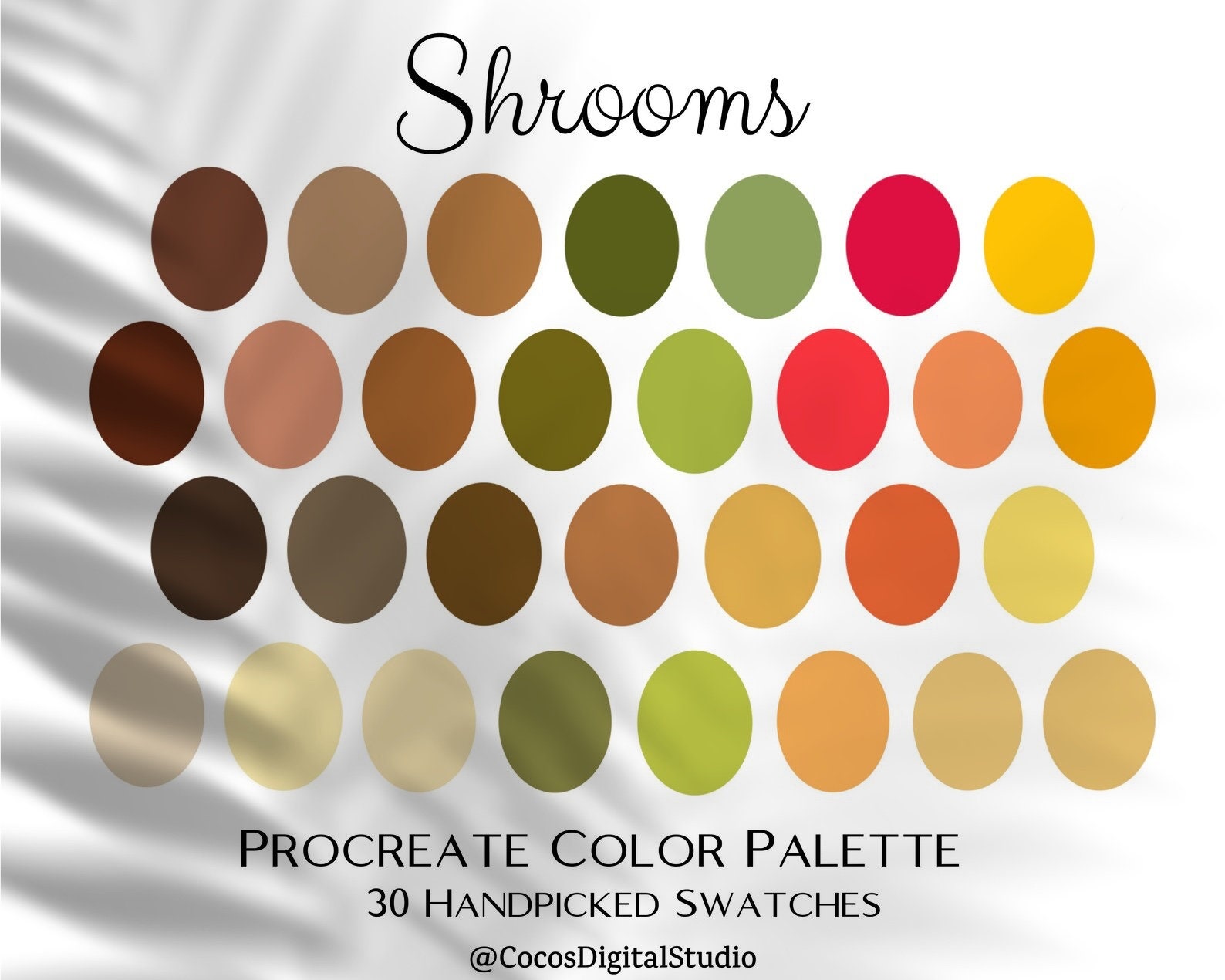 Shrooms Procreate Color Palette Swatches Brown and Tans Bright | Etsy