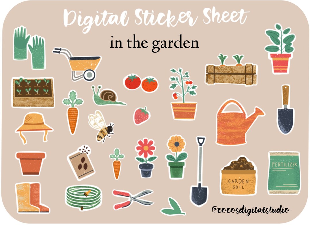 Gardening Goodnotes Stickers - in the Garden - Digital Stickers ...