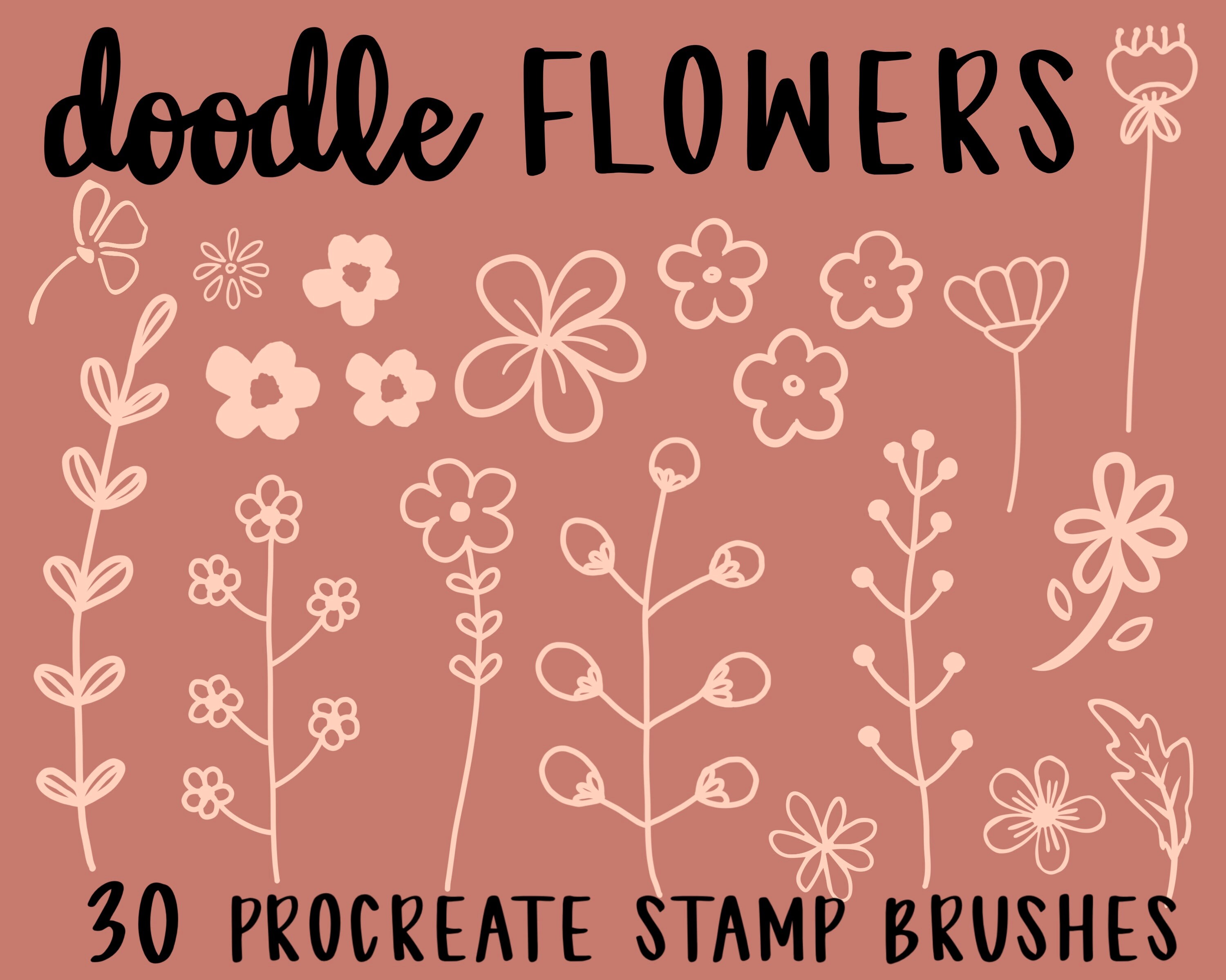 Procreate Stamps Brushes Floral Doodle Flower Brushes | Etsy
