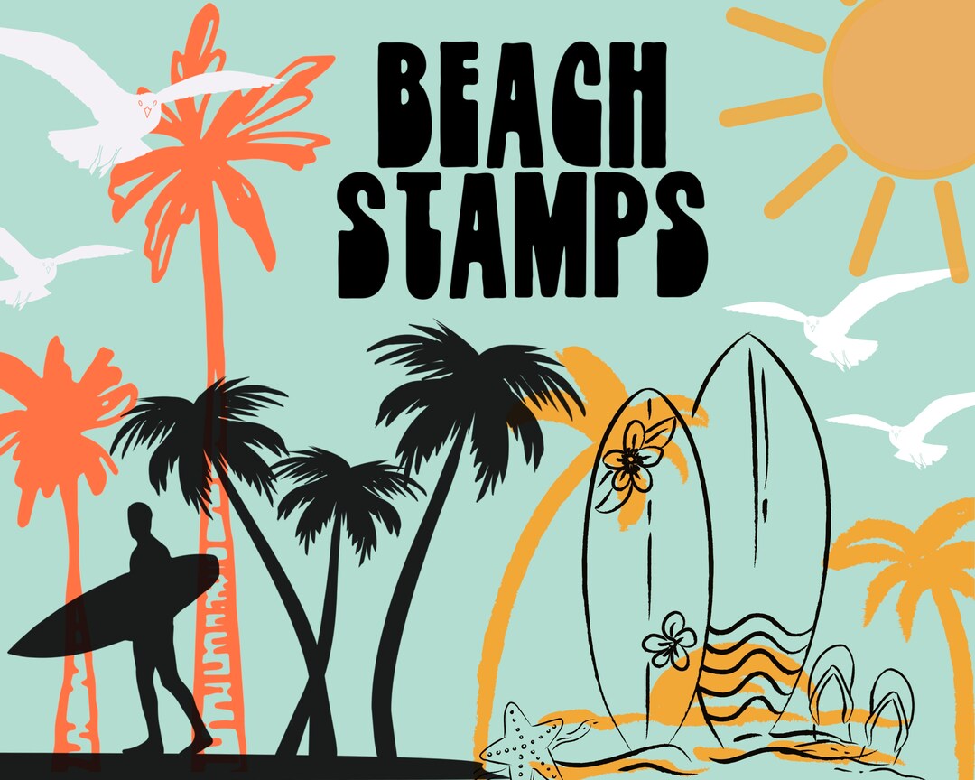 Procreate Beach Stamp Brushes Set / Stamp Pack/ Beach Stamps/ Vacation ...