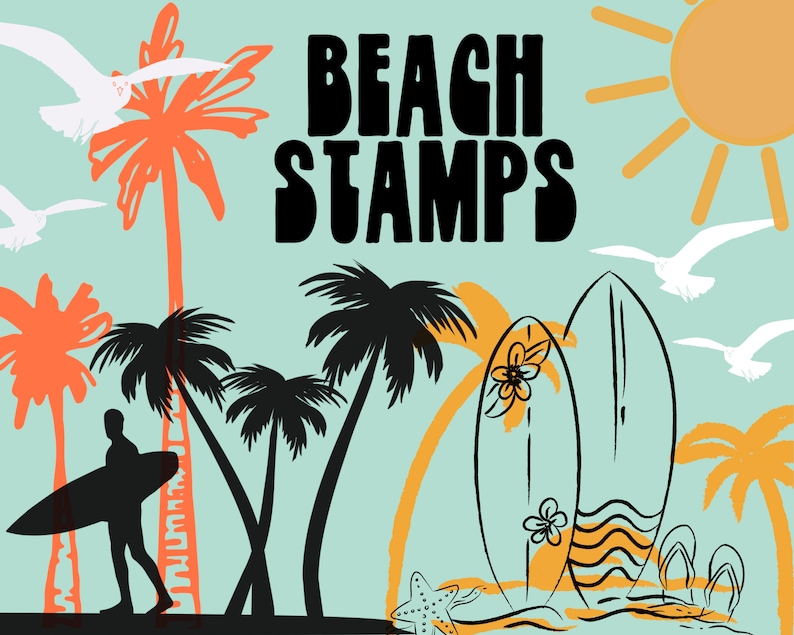 Procreate Beach Stamp Brushes Set / Stamp Pack/ Beach Stamps/ - Etsy