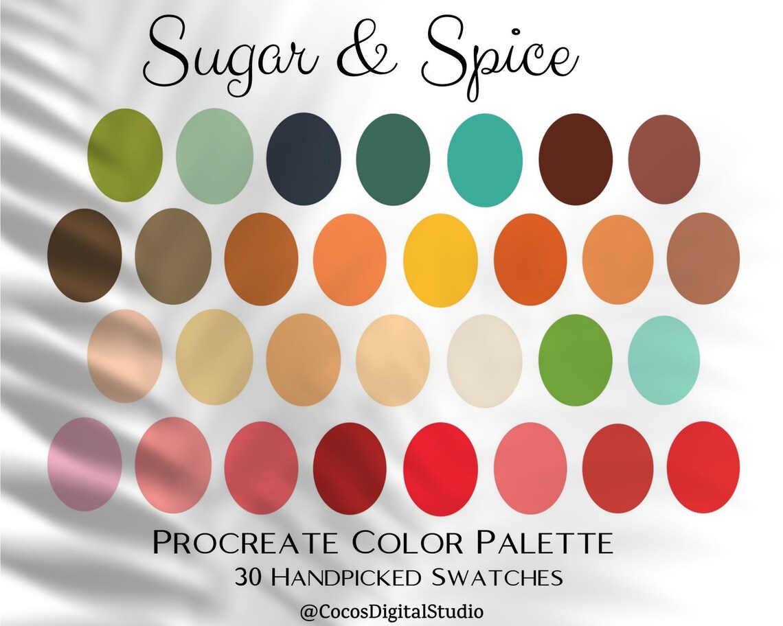Sugar And Spice Procreate Color Palette Bright Swatches For Etsy