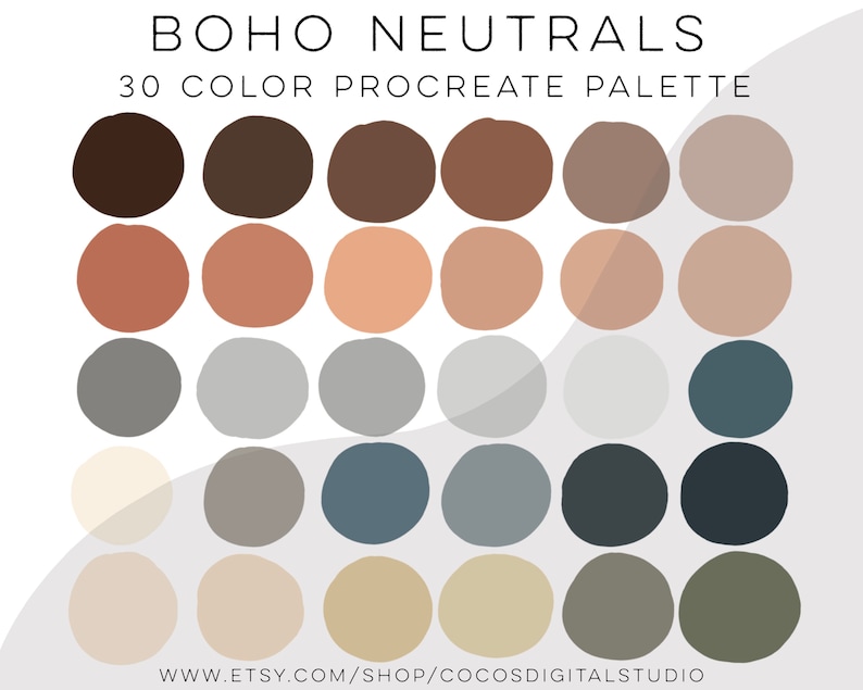 Neutral Color Palette - Boho Procreate Color Palette - Cool Tones ...