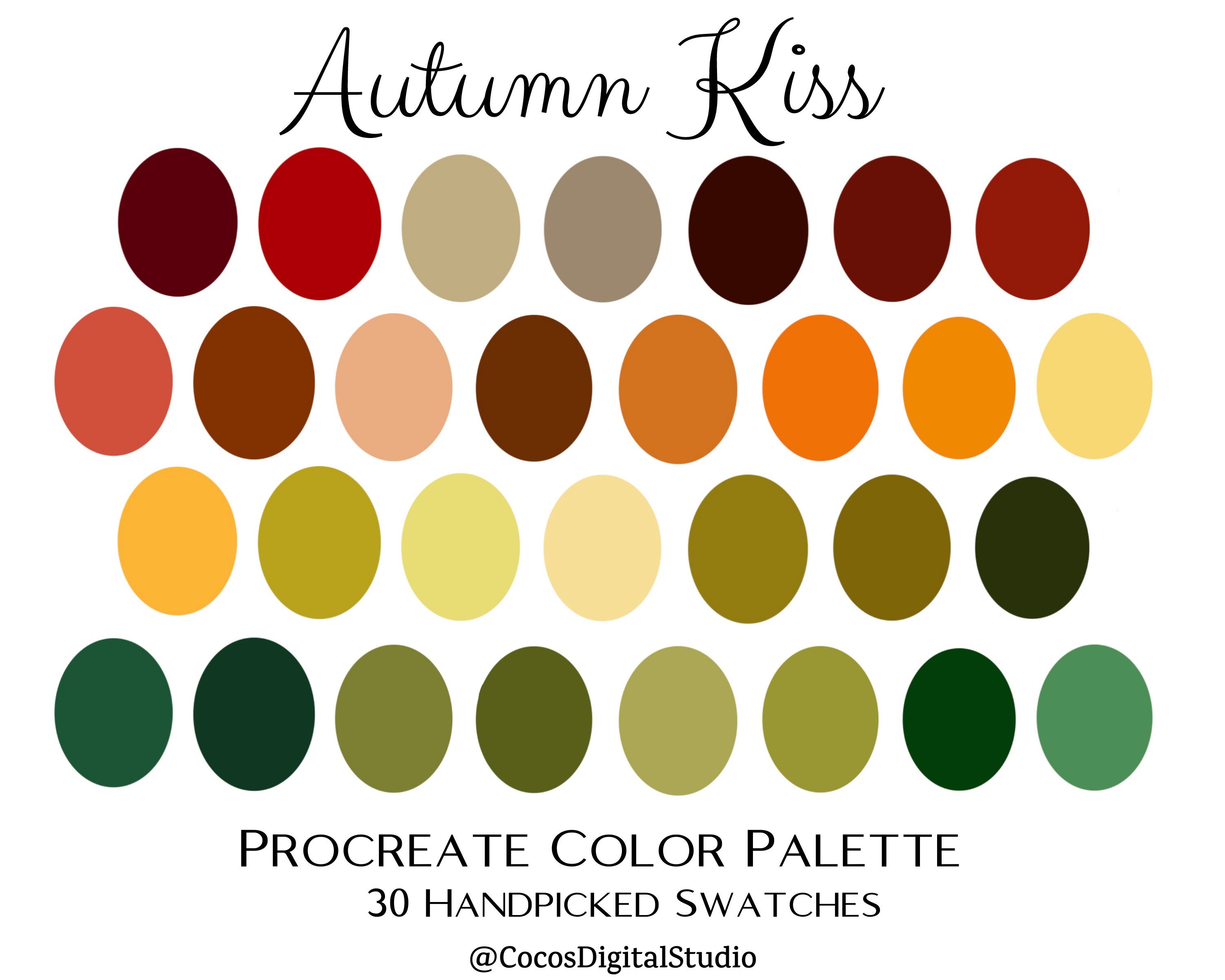 Autumn Kiss Procreate Color Palette Fall Colors Swatches Hand | Etsy