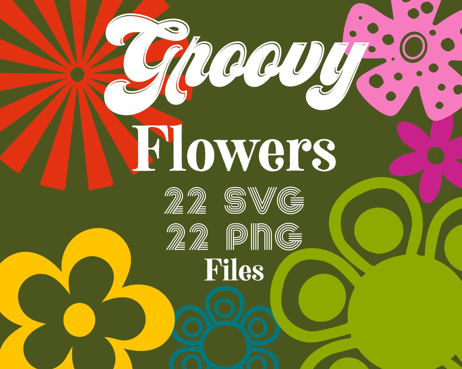 Hippie Svg, Groovy Flowers Svg, 60s-70s Retro Peace Love Flower Child ...