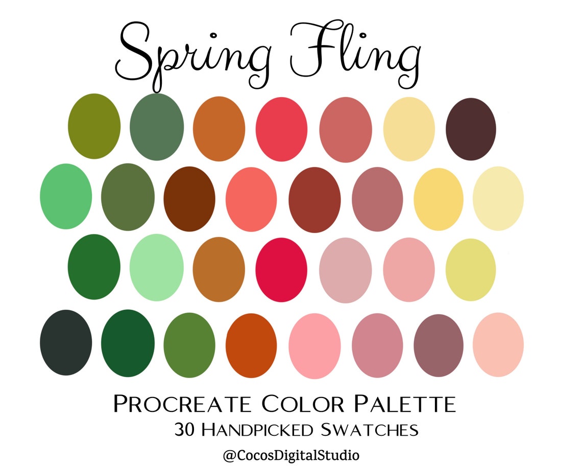 Spring Fling Procreate Color Palette Swatches Spring Flowers Etsy