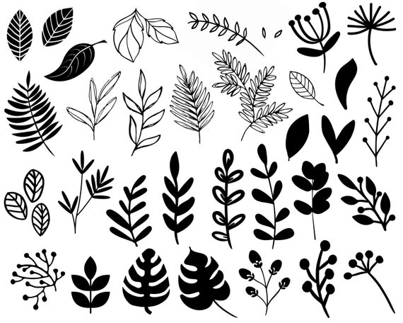 33 Leaves Svg/ Hand Drawn Leaves Svg / Cut Files/ Files for - Etsy