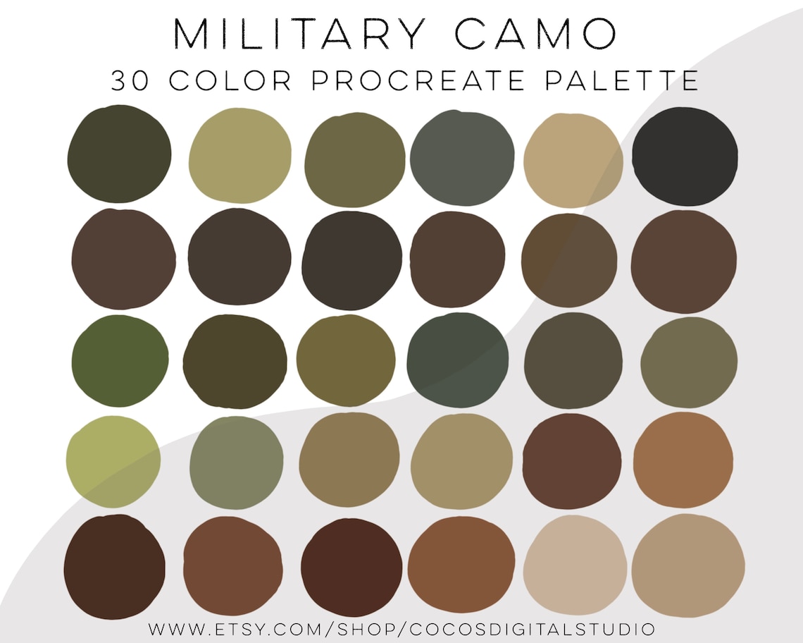 Military Camo - Procreate Color Palette - Army Camouflage - Swatches ...