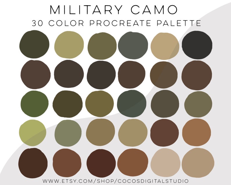 Military Camo - Procreate Color Palette - Army Camouflage - Swatches ...