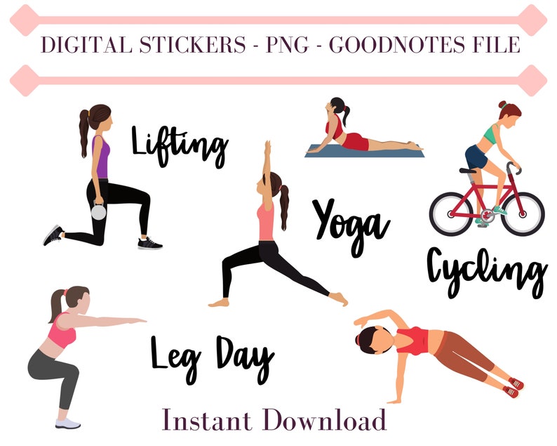 Exercise and Workout Digital Planner Stickers | Goodnotes | PNG Files ...