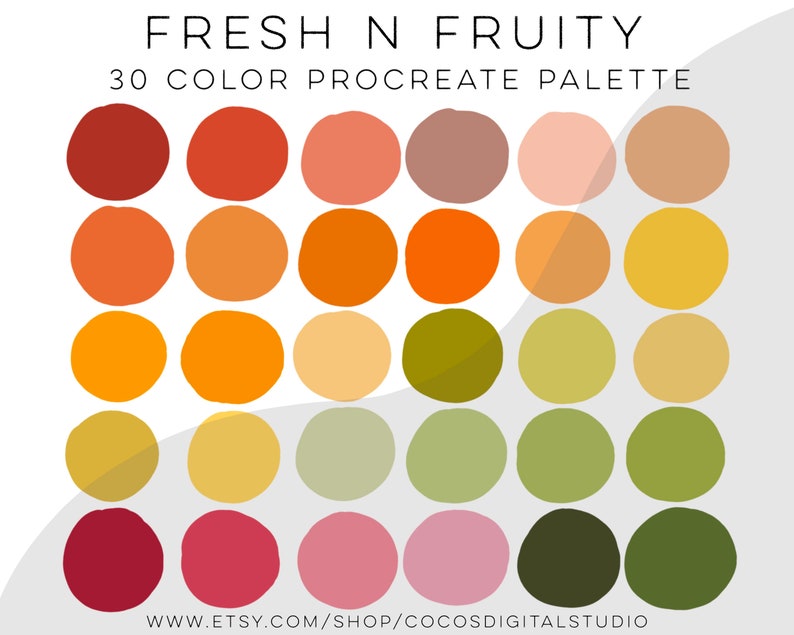 Citrus Fruit Procreate Color Palette, Illustration Shades (digital ...