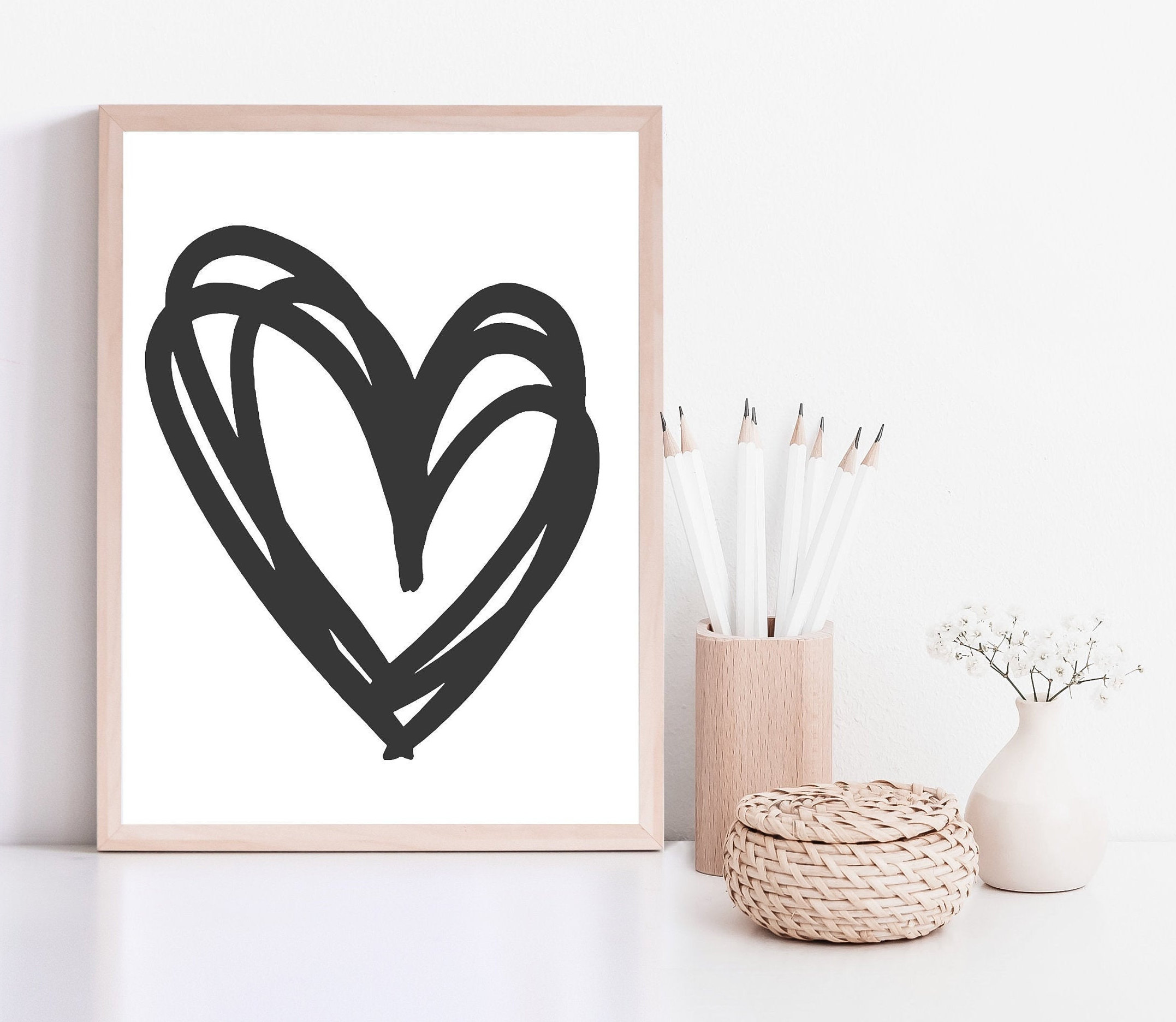 Hand Drawn Heart, Hand Lettered Hearts SVG, SVG Files, Instant Download ...