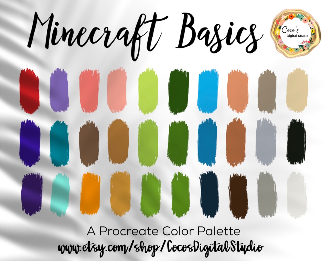 Minecraft Color Swatches Palette For Procreate | Etsy