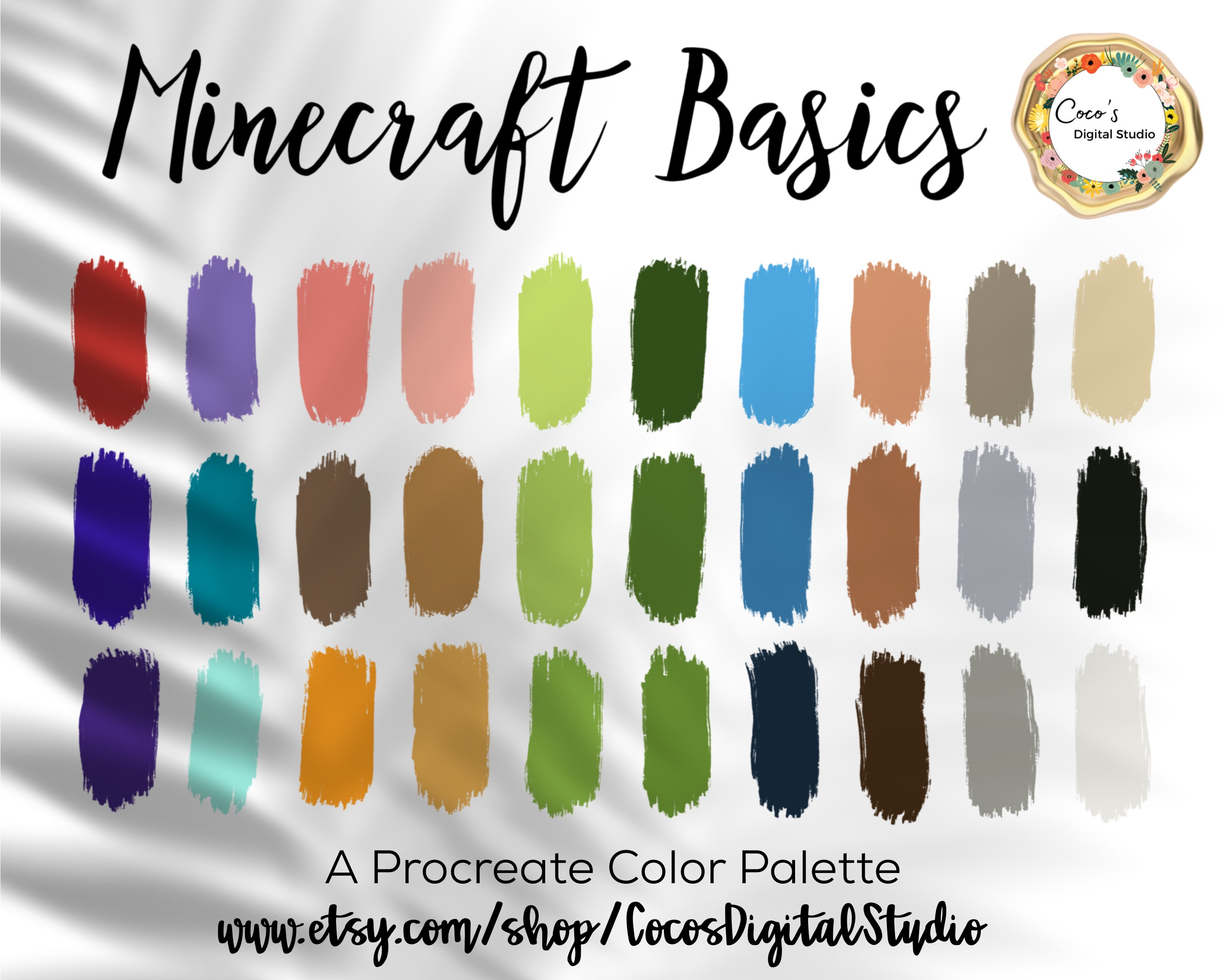 Minecraft Color Swatches Palette For Procreate | Etsy