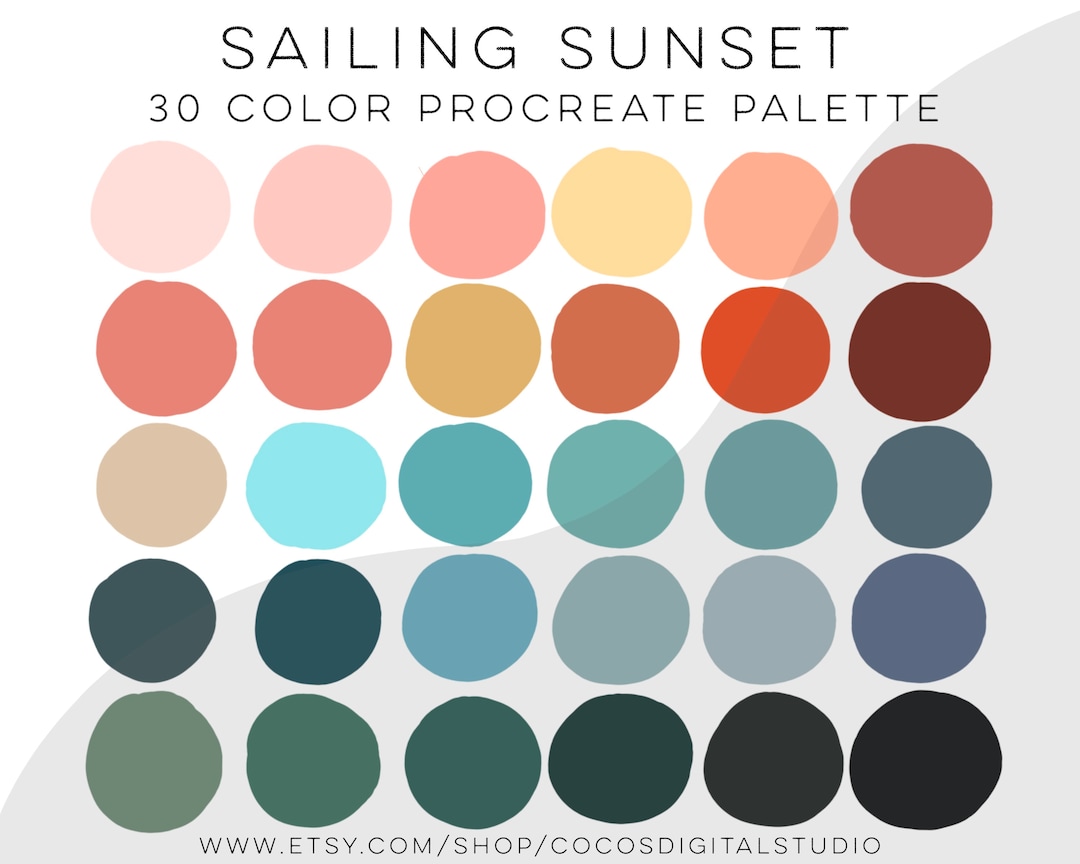 Sailing Sunset - Procreate Color Palette- Beach Color Palette - Sunset ...