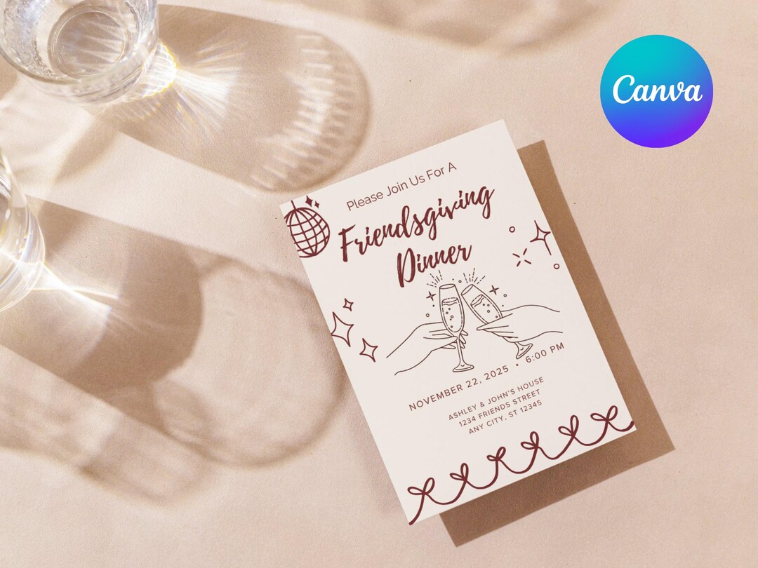 Friendsgiving Cozy Party Invitation Template Thanksgiving Dinner Invite ...