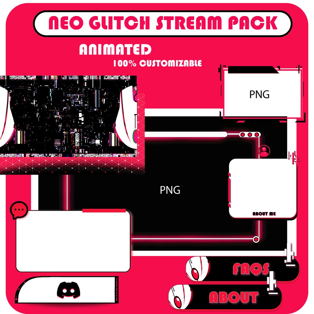Animated Neo Glitch Overlay Twitch Stream Pack / Futuristic Retro ...