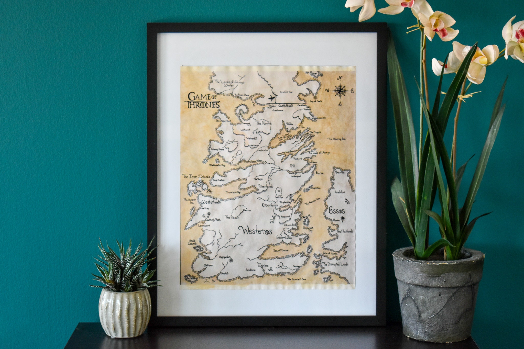 Game of Thrones Map hand-drawn Map of Westoros Gift for Boyfriend ...
