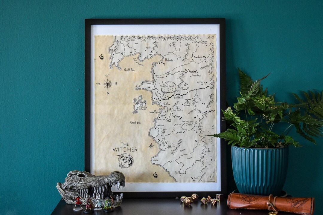 Hand-drawn Witcher Map Print the Continent Nerdy Gift Video Game Art ...