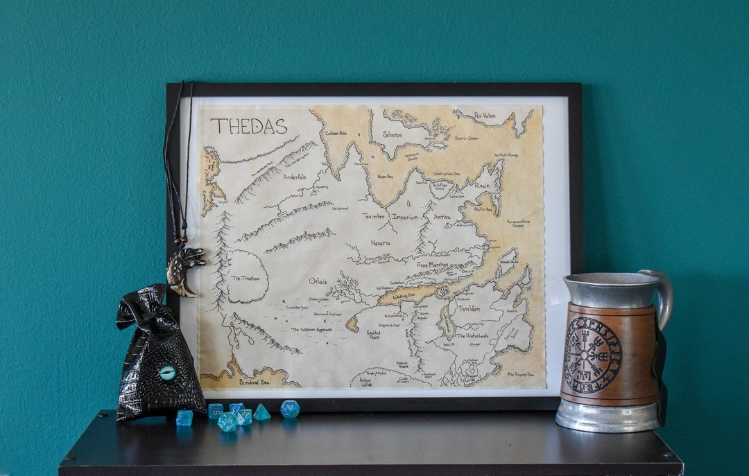 Dragon Age Hand Drawn Map of THEDAS TTRPG Prop Nerdy Gift for DM ...