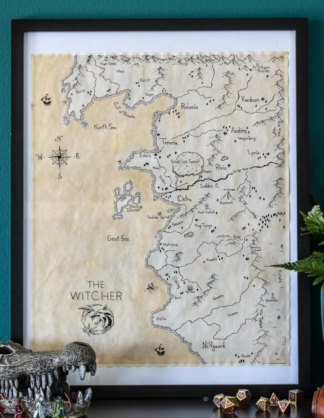 Hand Drawn Witcher Map TTRPG Prop, Gift for Nerdy DM, Boyfriend ...