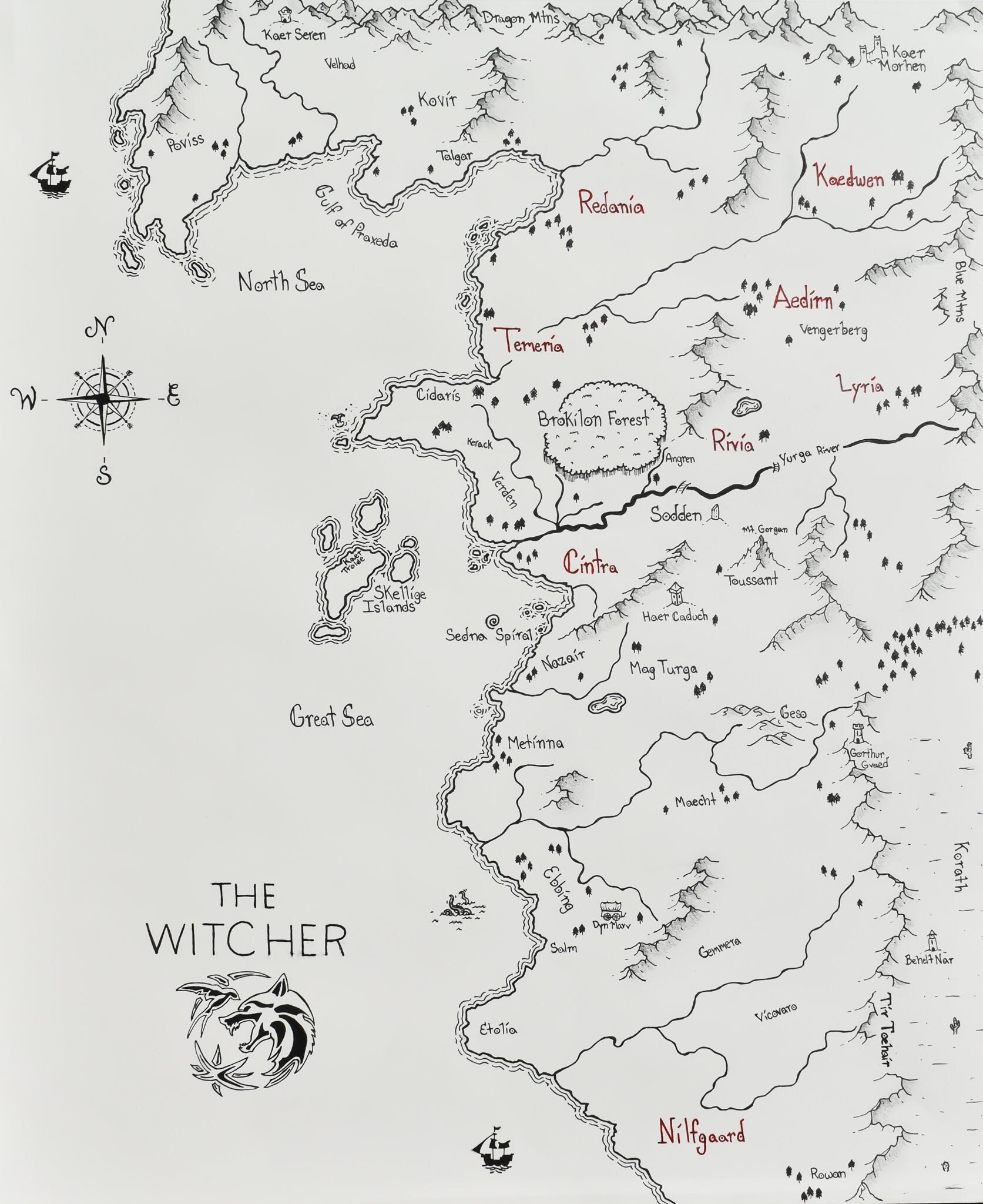 Hand Drawn Witcher Map - Etsy