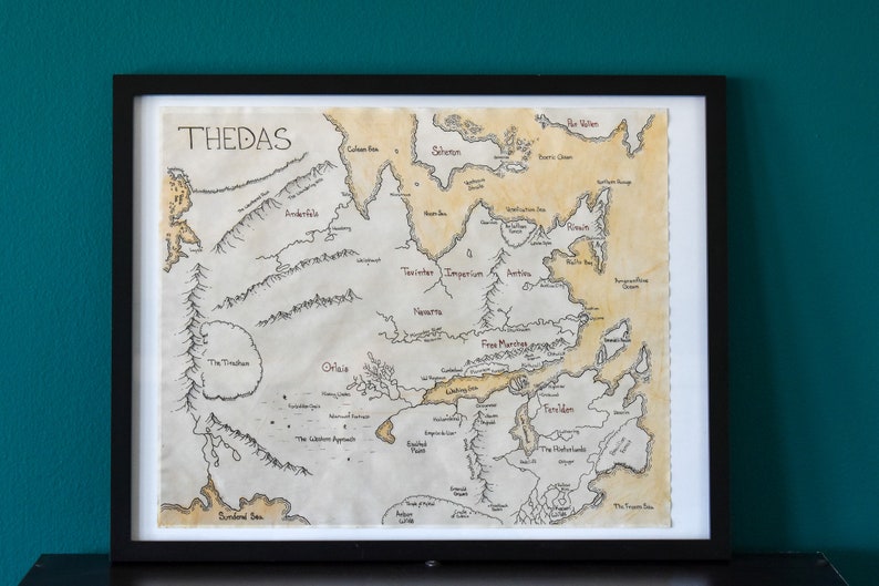 Hand Drawn Dragon Age Map of THEDAS TTRPG Prop Nerdy Gift for DM ...