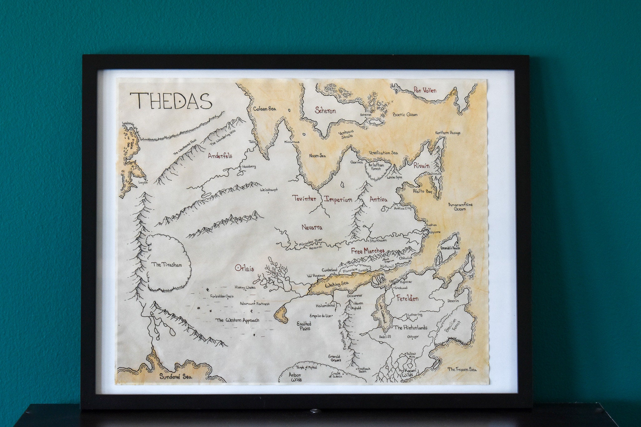 Hand Drawn Dragon Age Map of THEDAS TTRPG Prop Nerdy Gift for DM ...