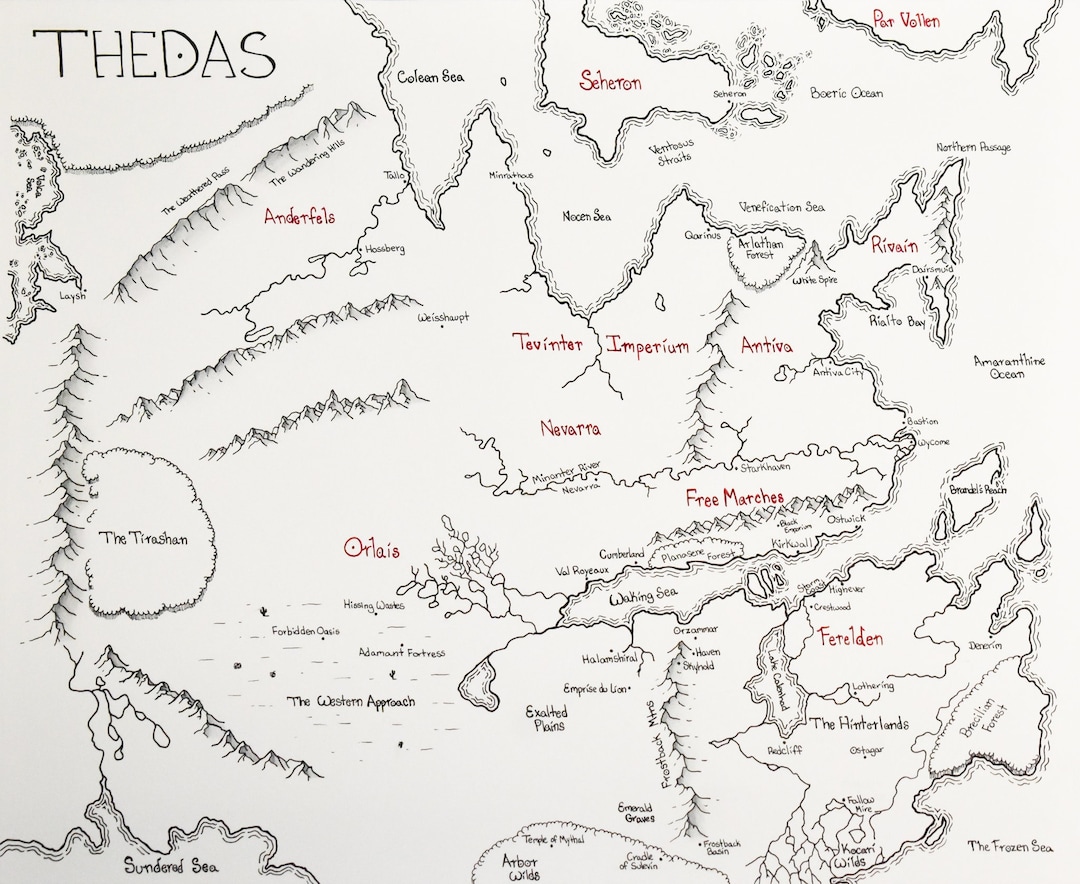 Hand Drawn THEDAS Map - Etsy