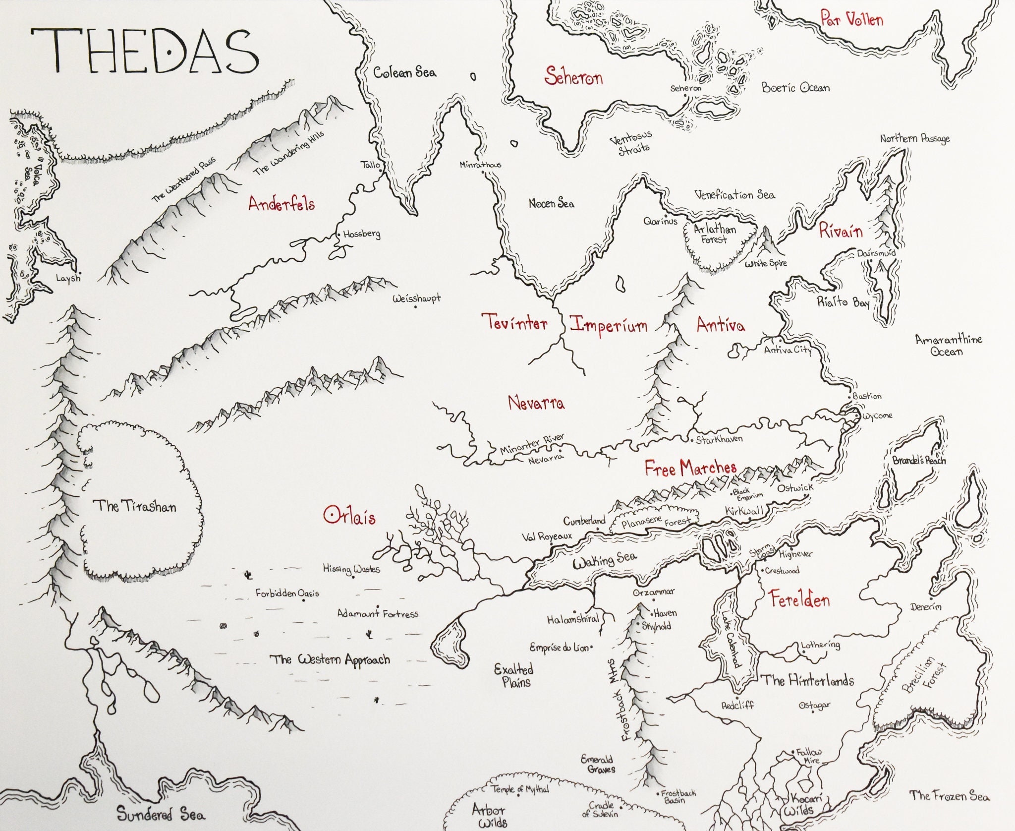 Hand Drawn THEDAS Map - Etsy